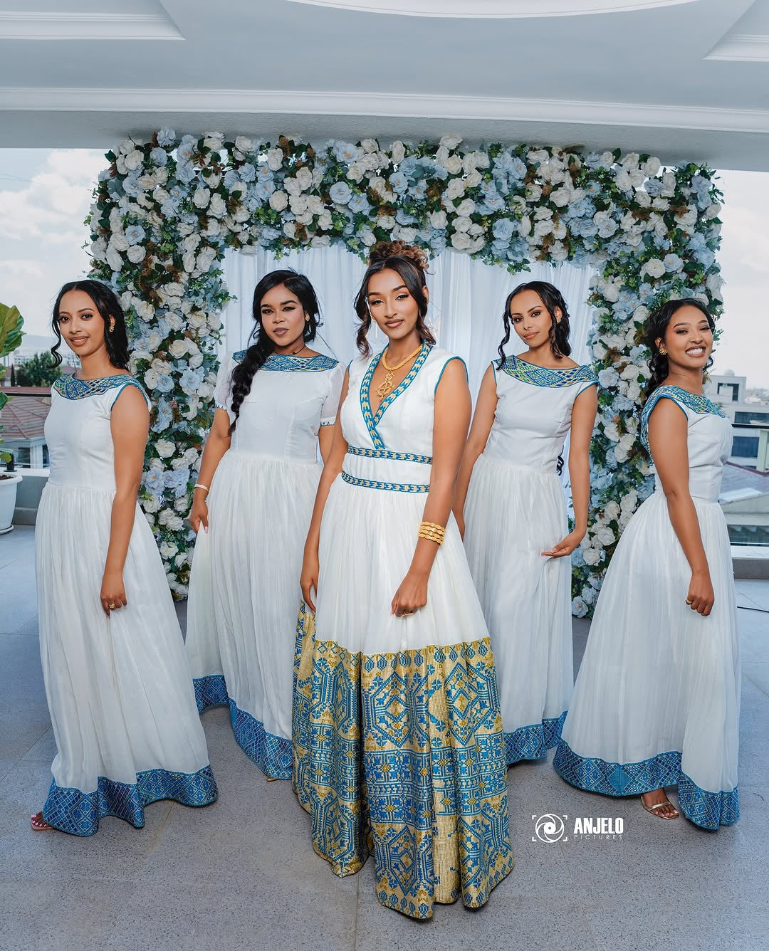 Elegant Blue wedding Habesha Dress – Traditional Habesha Kemis for she ...