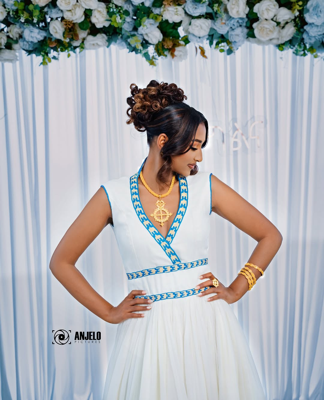 Elegant Blue wedding Habesha Dress – Traditional Habesha Kemis for she ...